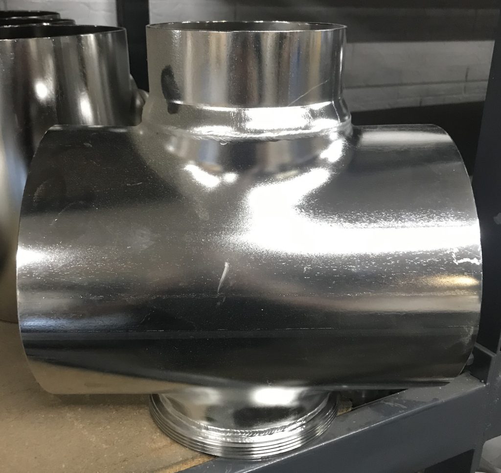 Stainless Steel Sanitary Pipe Fitting, 8" x 5.5" x 5" 4-Way Reducing ...